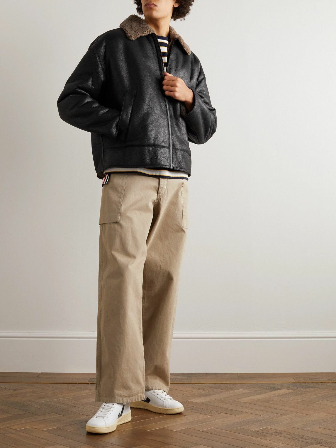 FRAME - Shearling Flight Jacket - Black Frame Denim