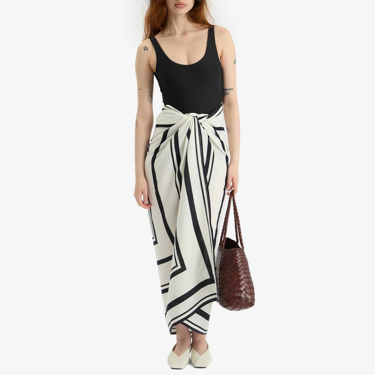 Anine Bing Women's Eliza Monogram Sarong in Ivory/Black Monogram ANINE BING