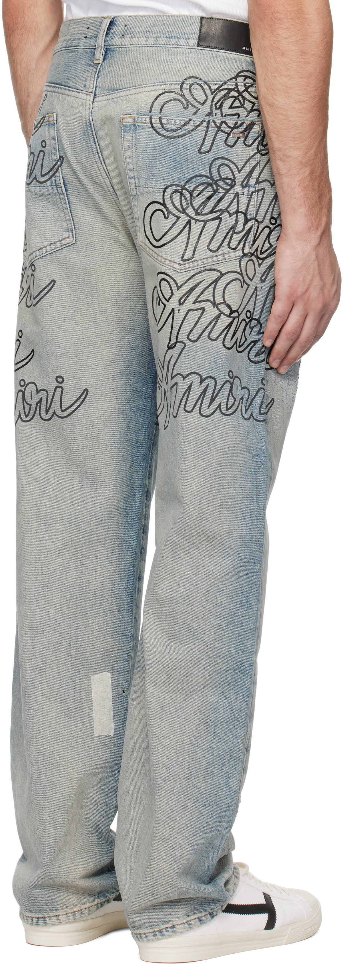AMIRI Blue Overlay Printed 'Amiri' Script Jeans Amiri