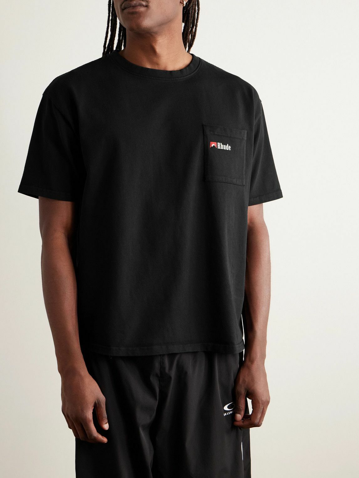 Rhude - Logo-Print Cotton-Jersey T-Shirt - Black Rhude
