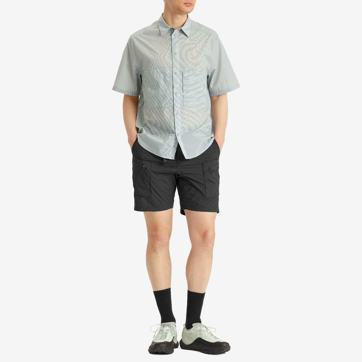 CAYL Men's Check 2 Pocket Short Sleeve Shirt in Light Grey CAYL