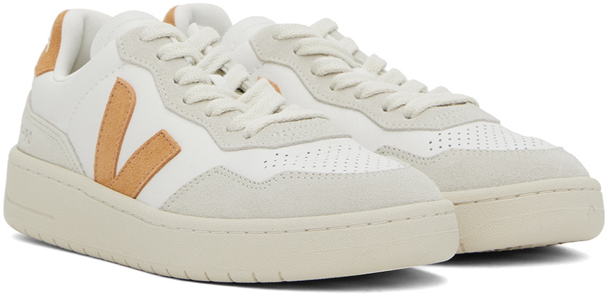 VEJA White & Orange V-90 Sneakers VEJA