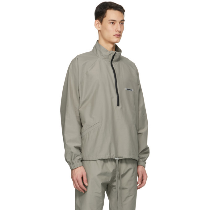 Essentials Khaki Half-Zip Track Jacket Essentials