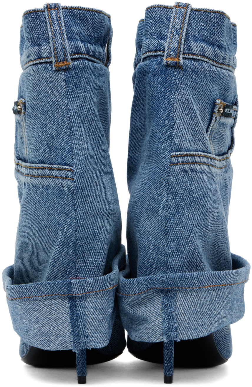 Dolce&Gabbana Blue Patchwork Denim Boots Dolce & Gabbana