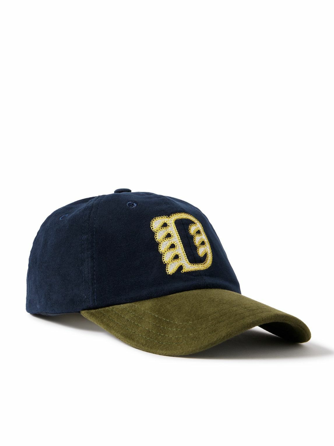 Drake's - Logo-Embroidered Two-Tone Cotton-Flannel Baseball Cap Drake's