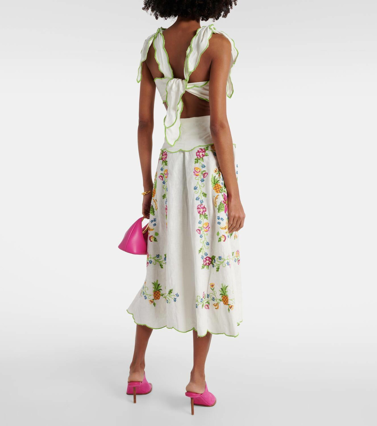 Farm Rio Floral scalloped cutout midi dress Farm Rio