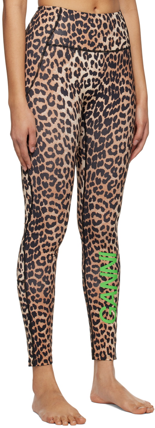 GANNI Black & Beige Ultra High Waist Leggings GANNI