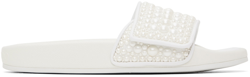 Jimmy Choo White Fitz Slides Jimmy Choo
