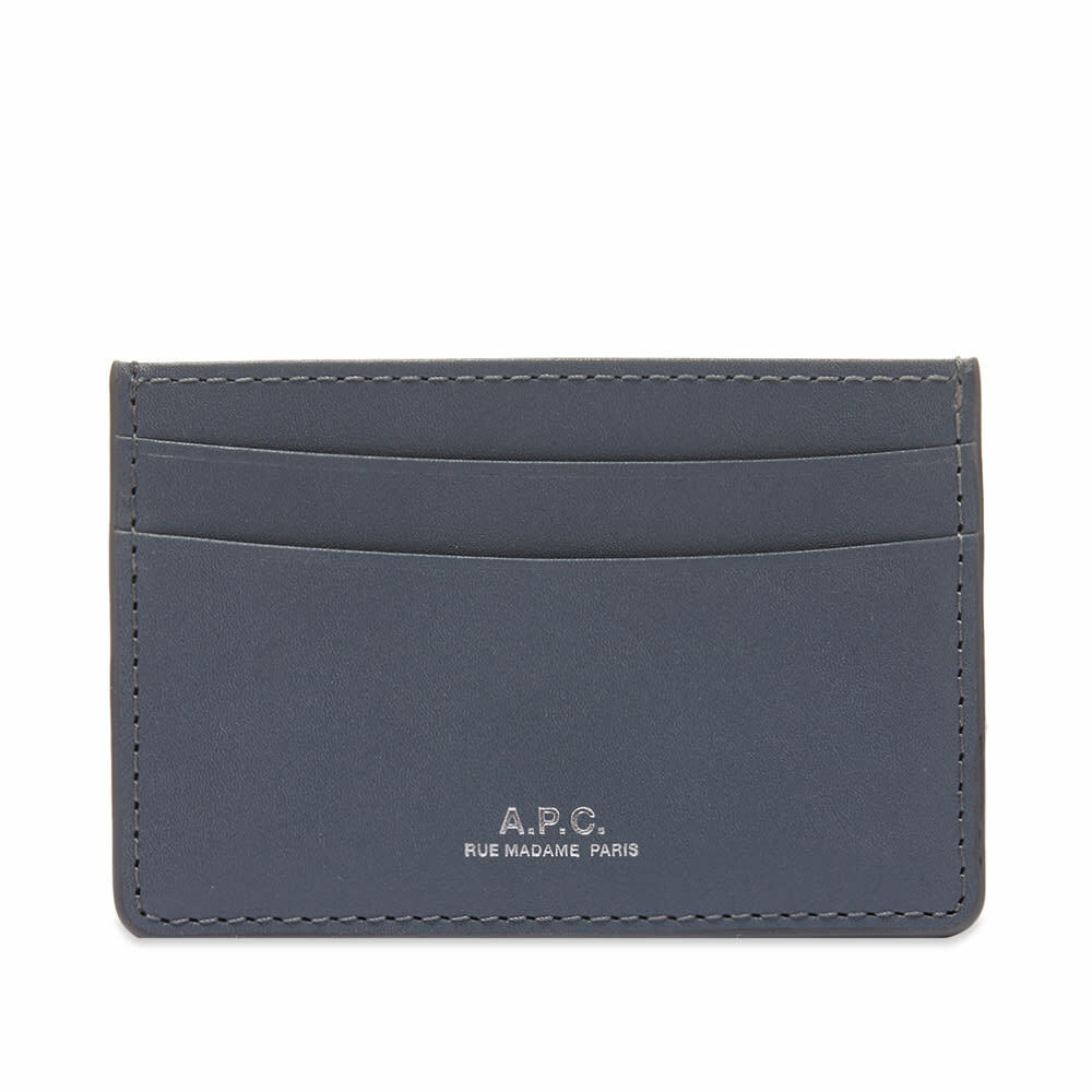 A.P.C. Men's Andre Smooth Leather Card Holder in Steel Grey A.P.C.