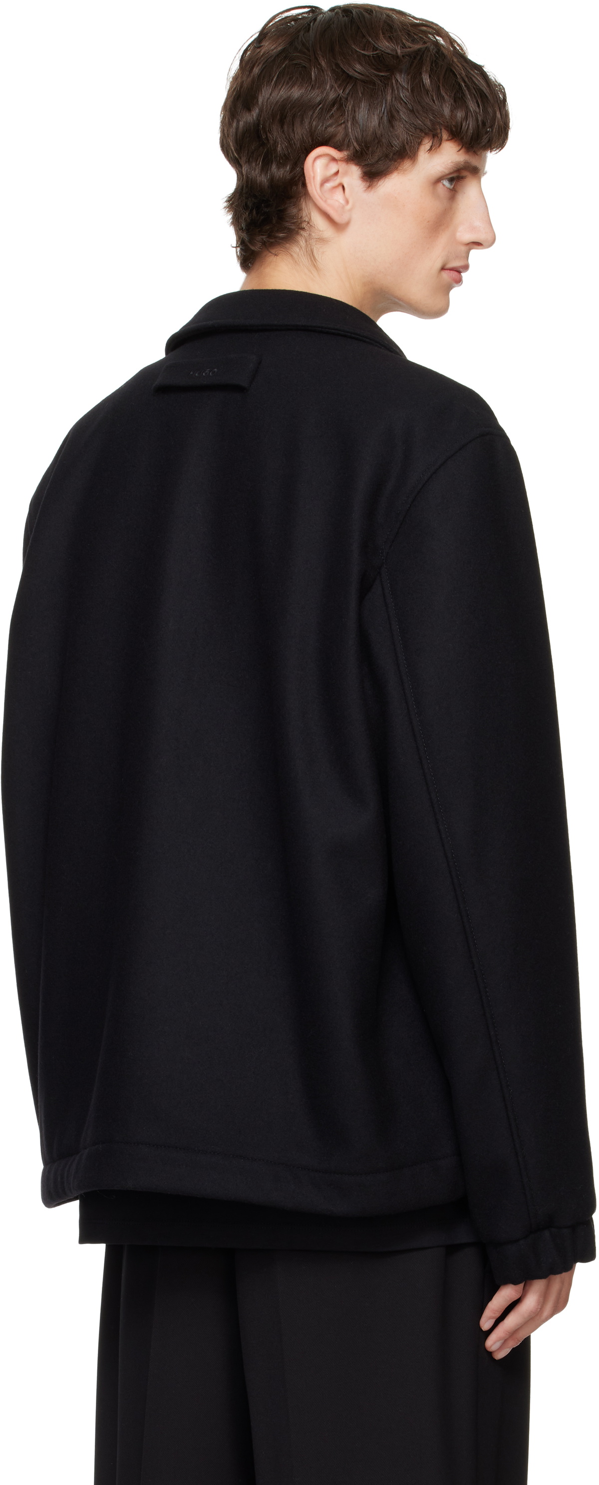 Hugo Black Wool Coach Jacket Hugo Boss