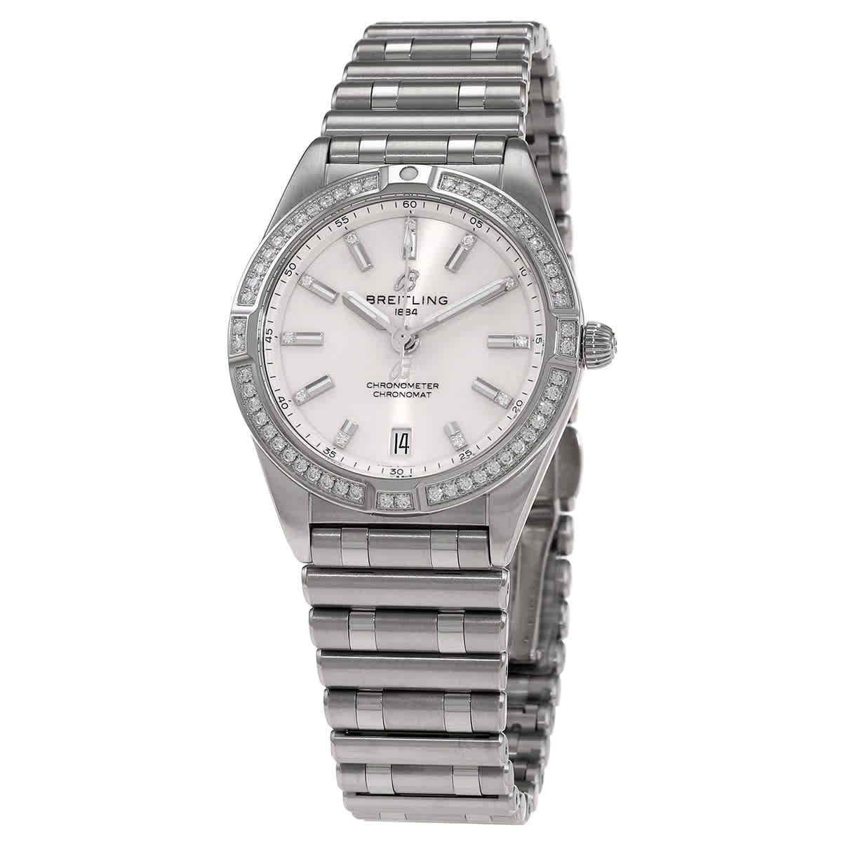 Breitling Quartz Chronomat Diamond White Dial Ladies Watch ...