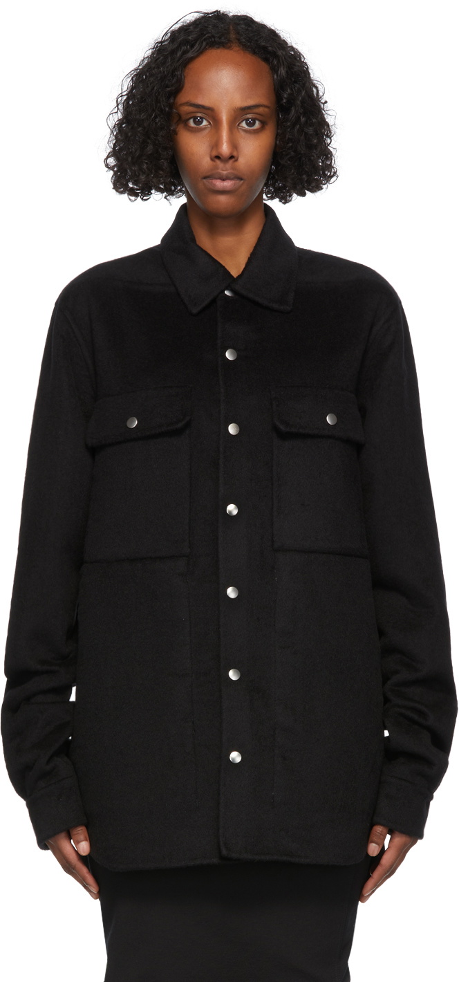 Rick Owens Black Cashmere Overshirt Jacket Rick Owens