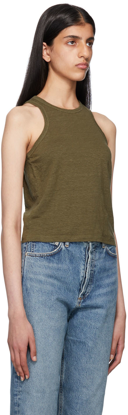 FRAME Khaki Ringer Tank Top Frame Denim