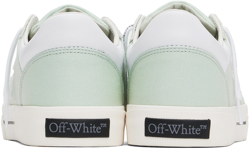 Off-White Green & White Canvas Vulcanized Sneakers Off-White