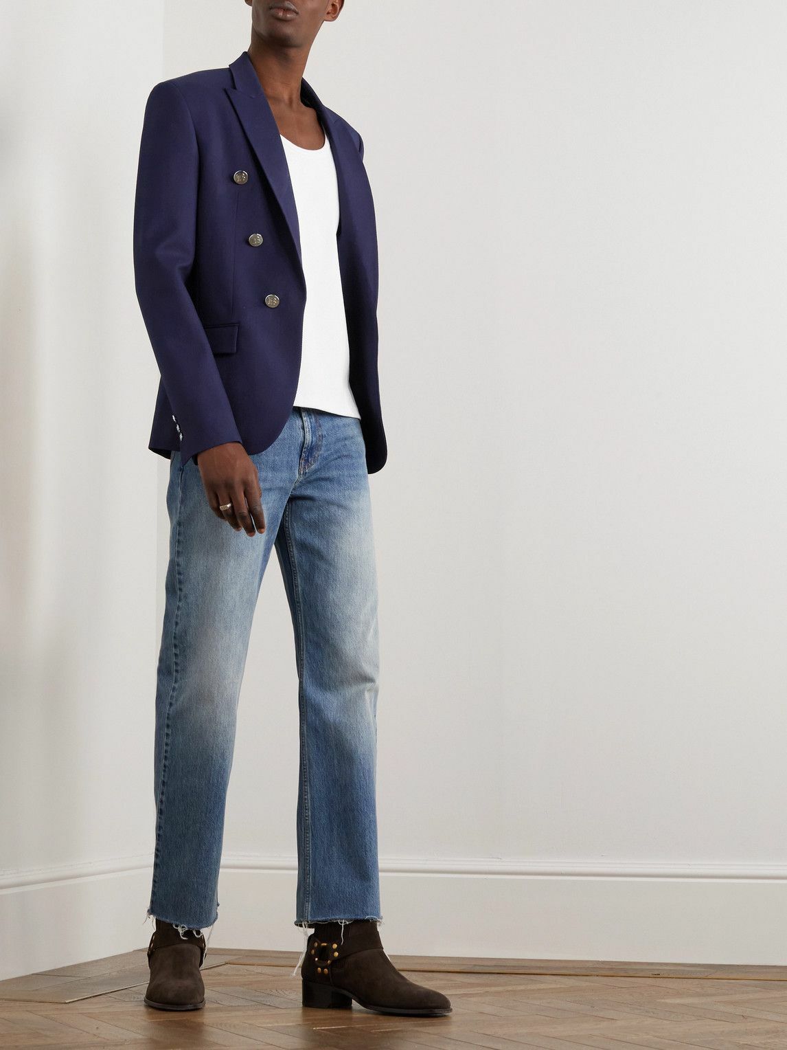 Balmain - Embellished Wool-Twill Blazer - Blue Balmain