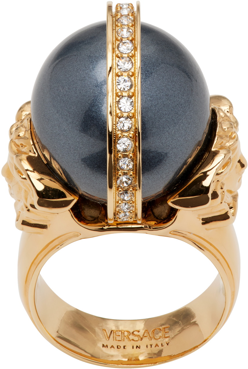 Versace Gold Medusa Pearl Ring Versace