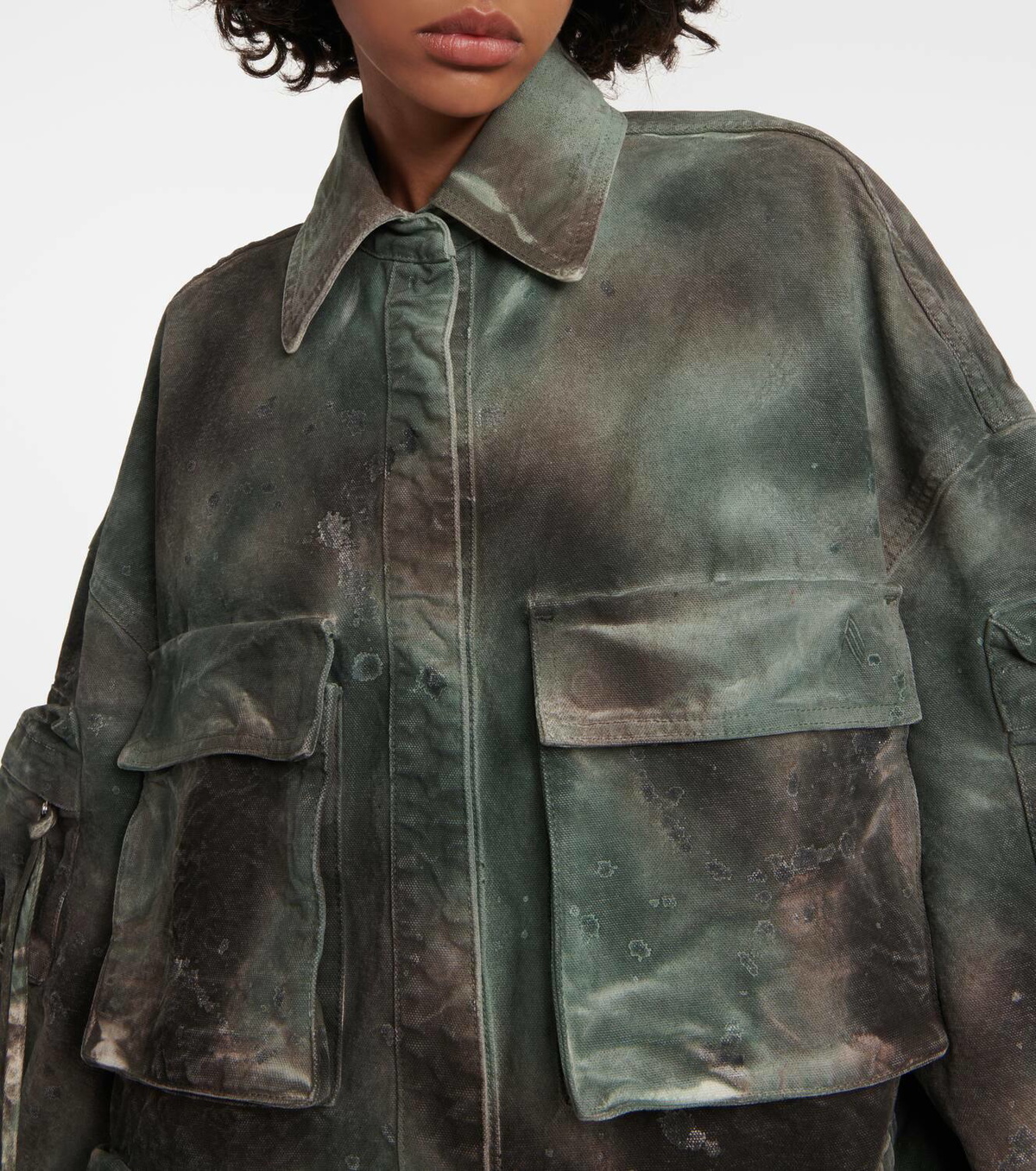 The Attico Camouflage denim cargo jacket The Attico