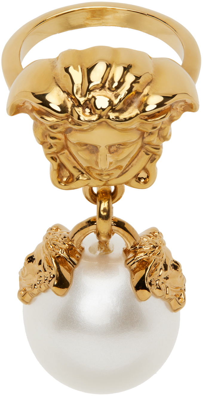 Versace Gold Medusa Pearl Ring Versace