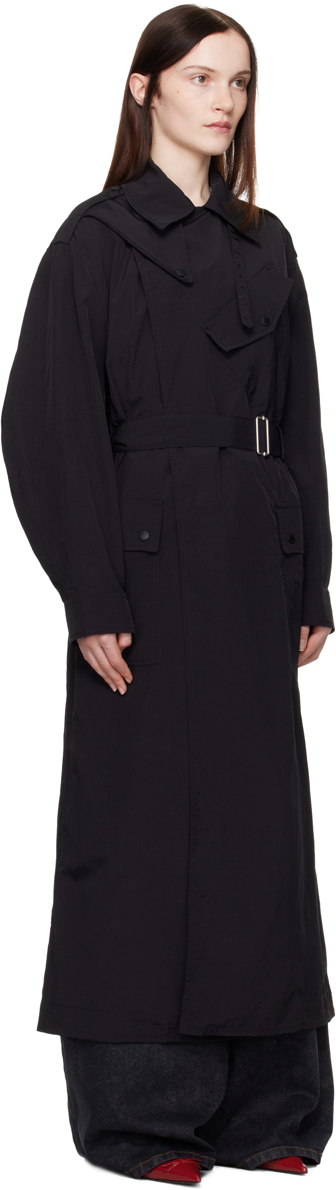 Kenzo Black Kenzo Paris Kimono Sleeves Long Trench Coat Kenzo