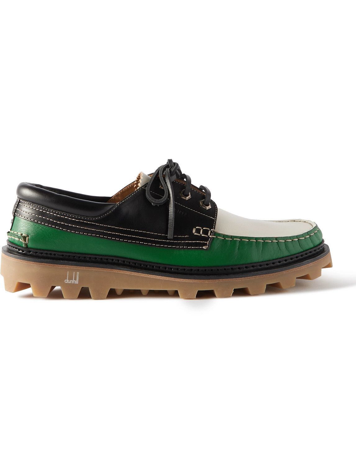 Dunhill - Colour-Block Leather Boat Shoes - Green Dunhill