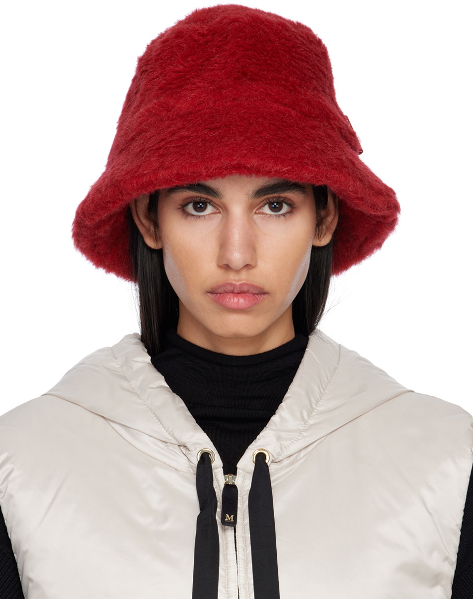 Max Mara Red Fleece Bucket Hat Max Mara