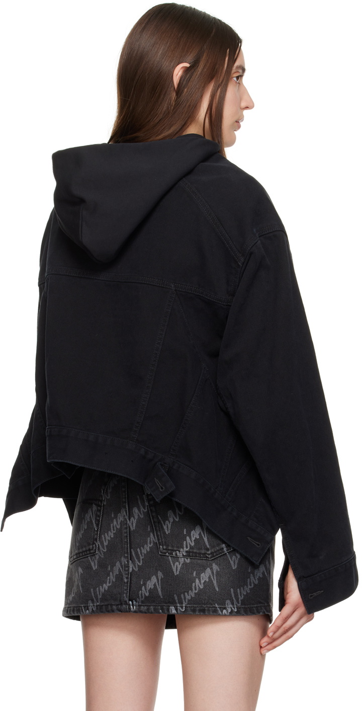 Balenciaga Black Hooded Denim Jacket Balenciaga
