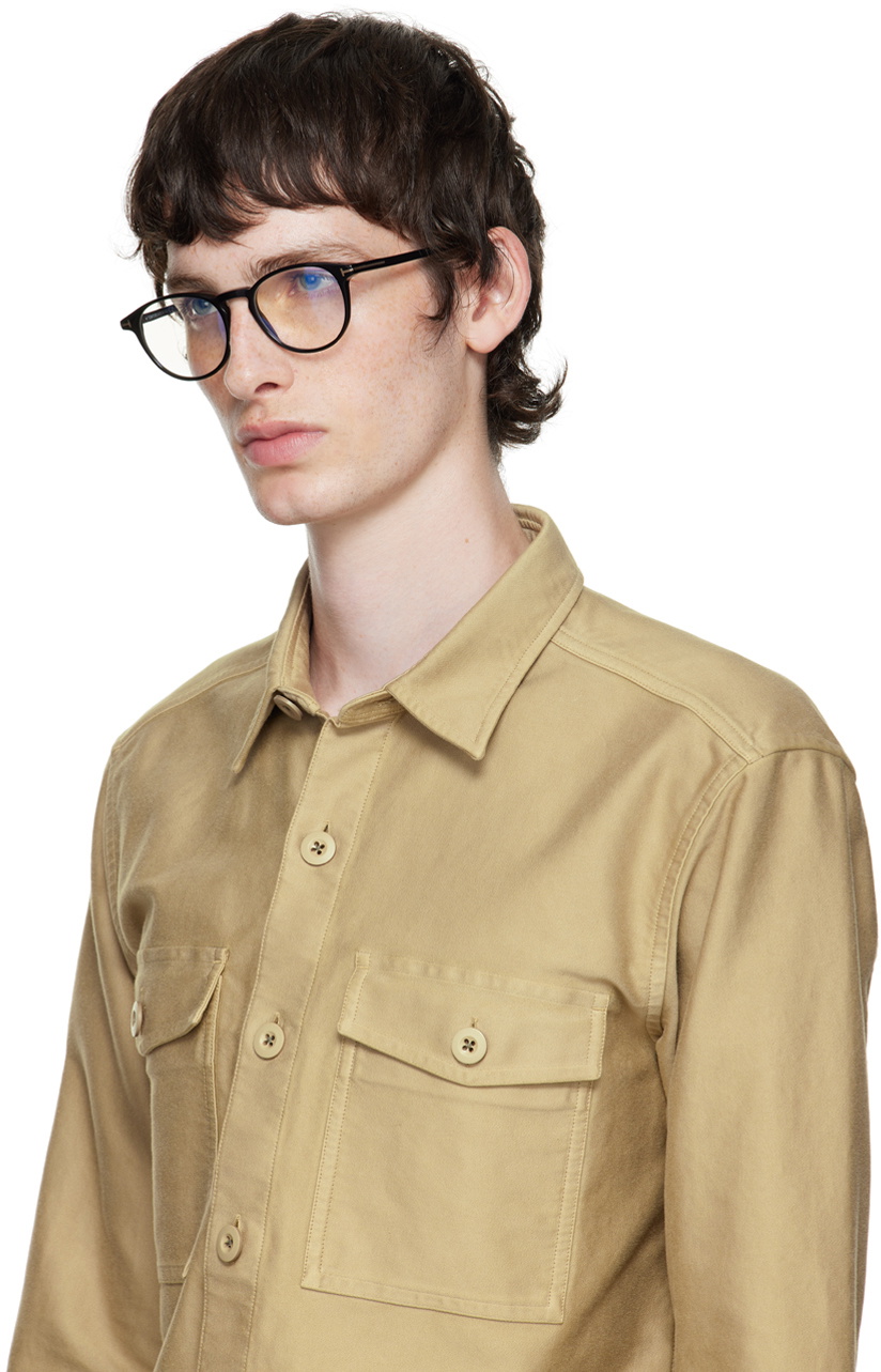 TOM FORD Black Blue Block Round Glasses TOM FORD