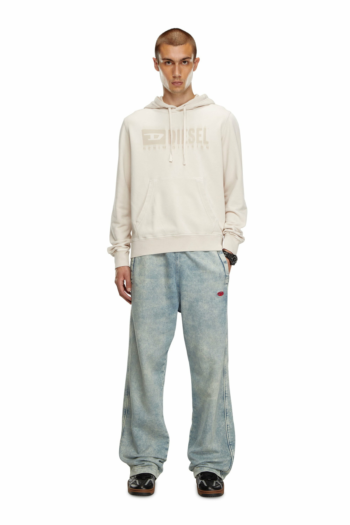 Diesel Faded hoodie with Denim Division logo - Sweaters Mens in Beige ...