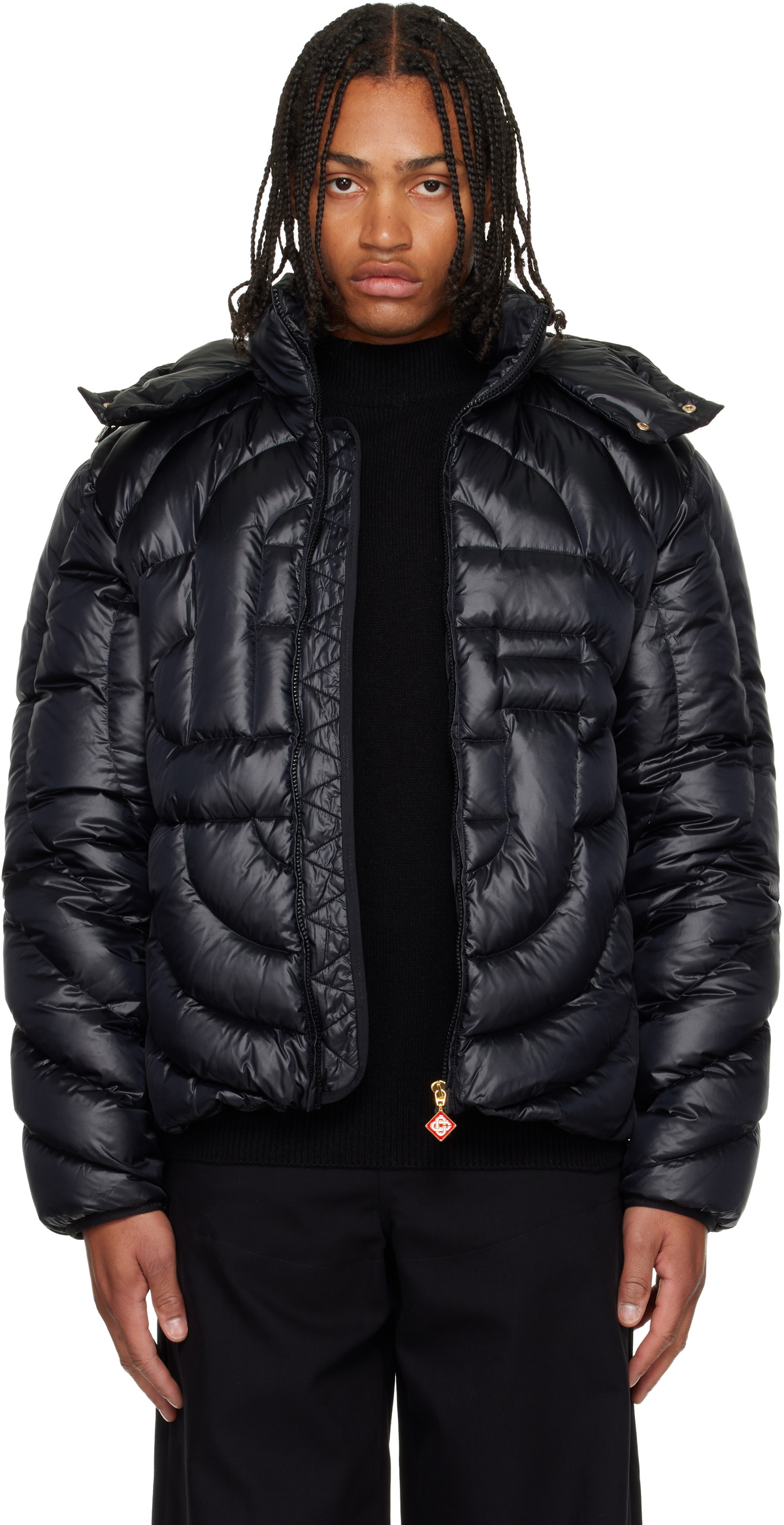 Casablanca Black Monogram Quilted Nylon Down Puffer Jacket Casablanca