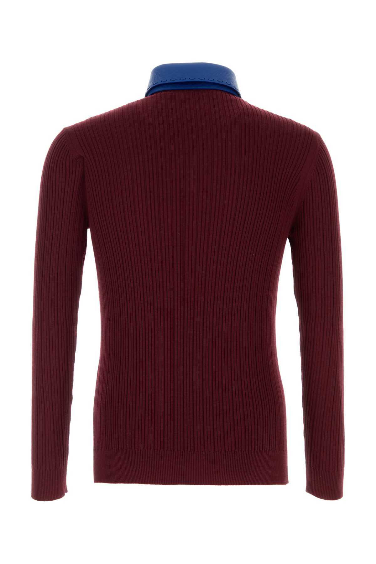 Fendi Burgundy Wool Polo Shirt Fendi