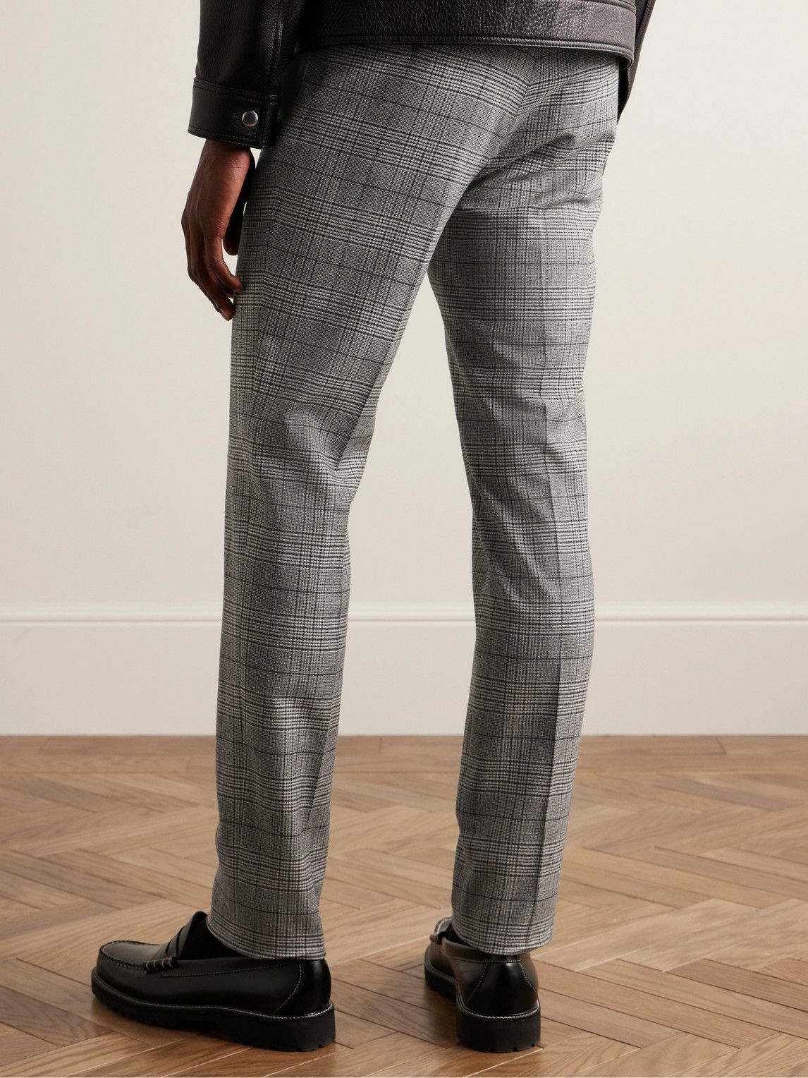 Incotex - Slim-Fit Tapered Prince of Wales Checked Virgin Wool-Blend Trousers - Gray Incotex