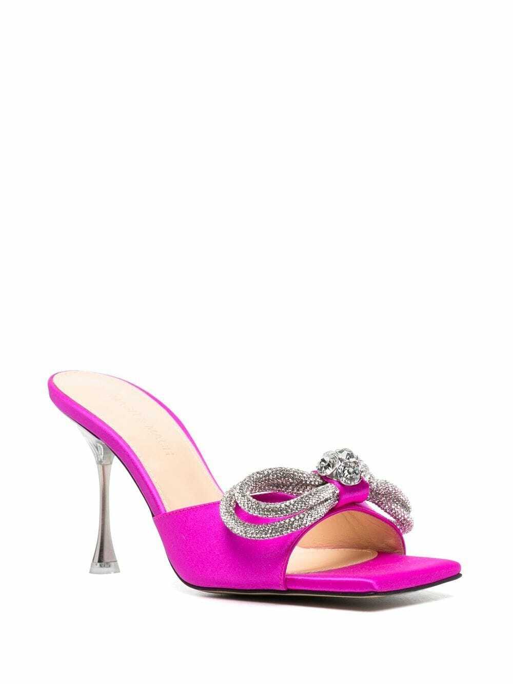 MACH & MACH - Bow Detail Satin Heel Mules MACH & MACH