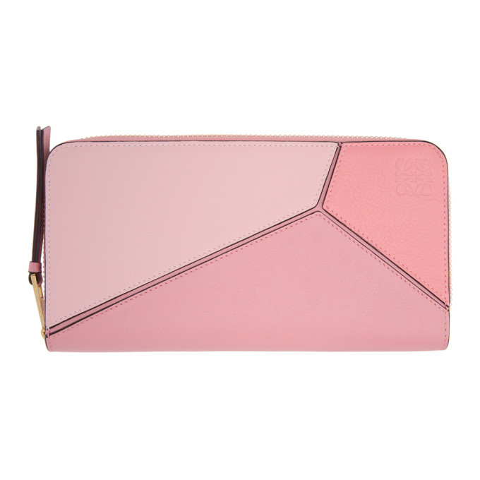 Loewe Pink Puzzle Zip Around Wallet Loewe