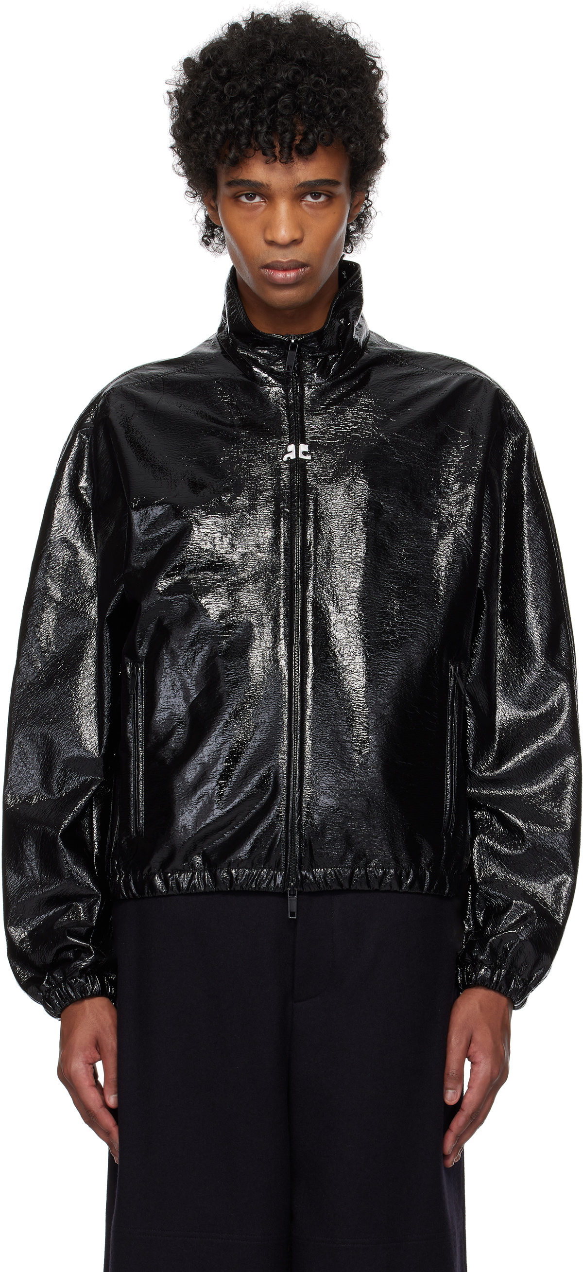 Courrèges Black Tracksuit Vinyl Bomber Jacket Courreges