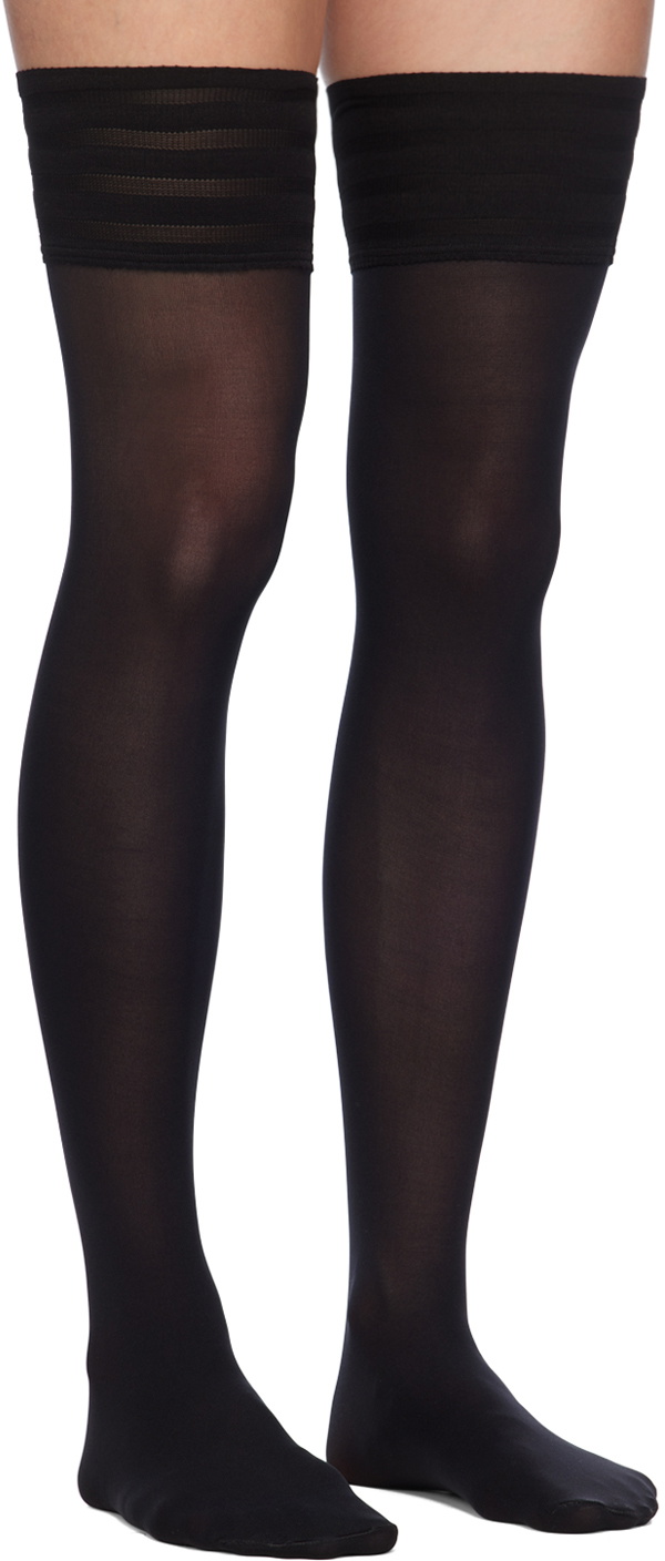 Wolford Black Velvet De Luxe 50 Stay-Up Socks Wolford
