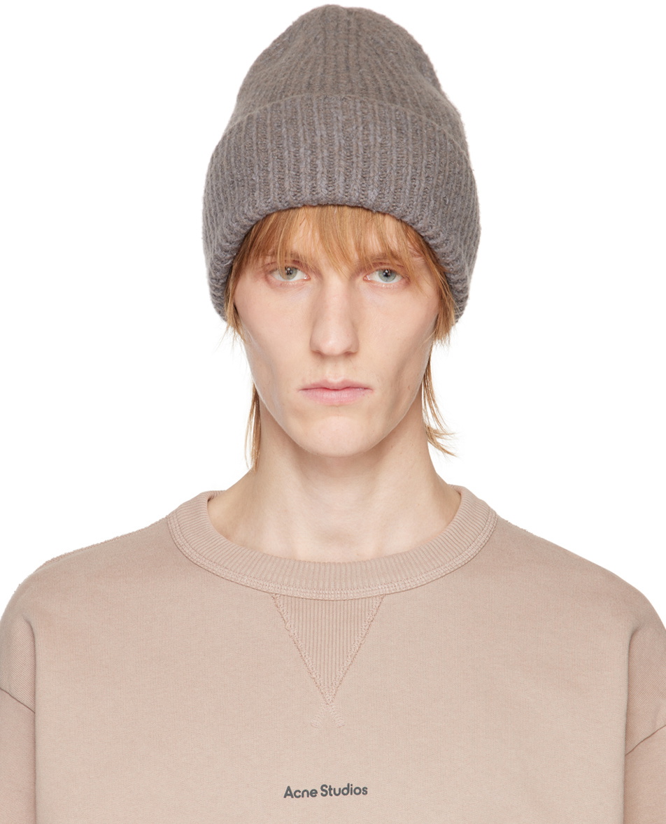 Acne Studios Gray Rib Knit Beanie Acne Studios