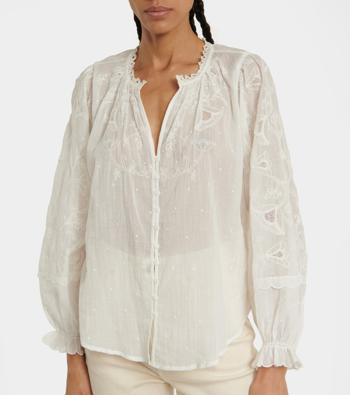 Velvet Gala embroidered cotton blouse Velvet