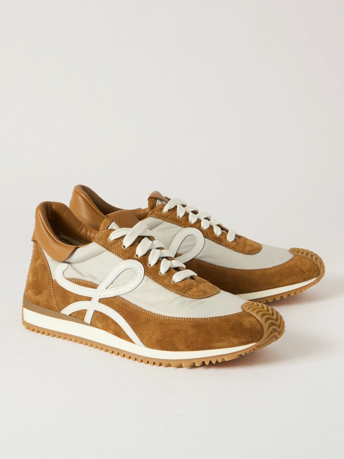 Loewe - Flow Runner Leather-Trimmed Suede and Nylon Sneakers - Brown Loewe