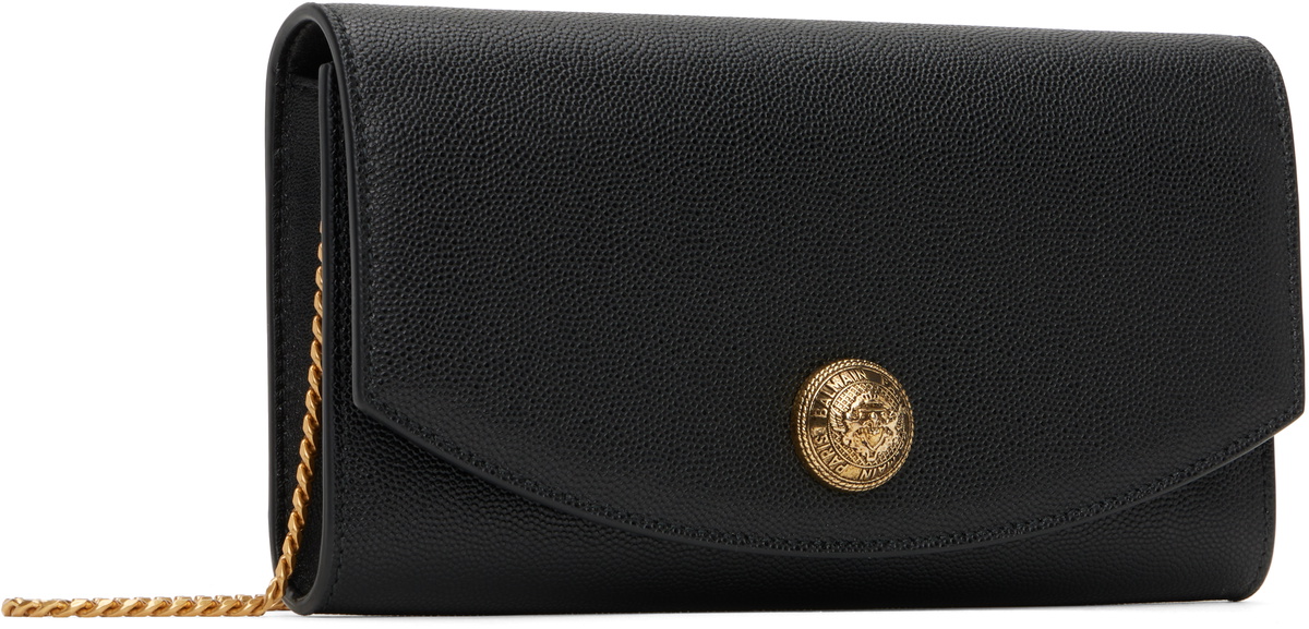 Balmain Black Emblème Grained Calfskin Bag Balmain