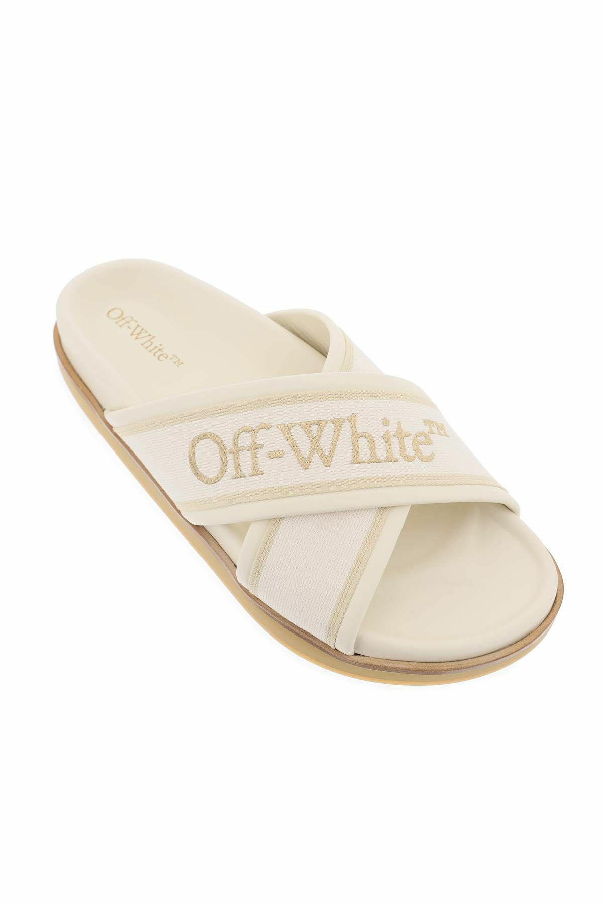 OFF-WHITE embroidered logo slides with Neutro Off-White