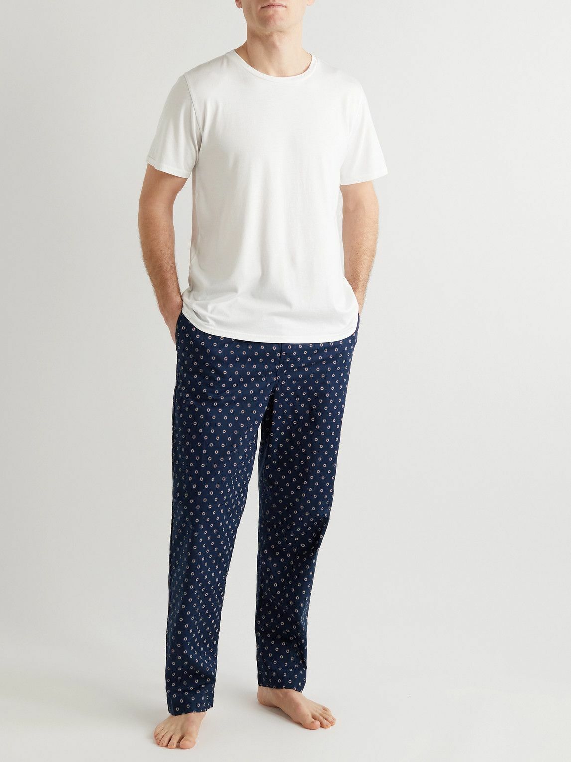 Derek Rose - Nelson Printed Cotton-Poplin Pyjama Trousers - Blue Derek Rose