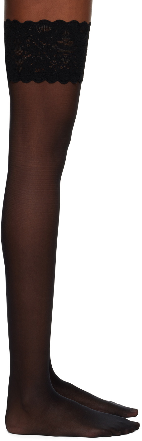 Wolford Black Satin Touch 20 Stay-Up Socks Wolford