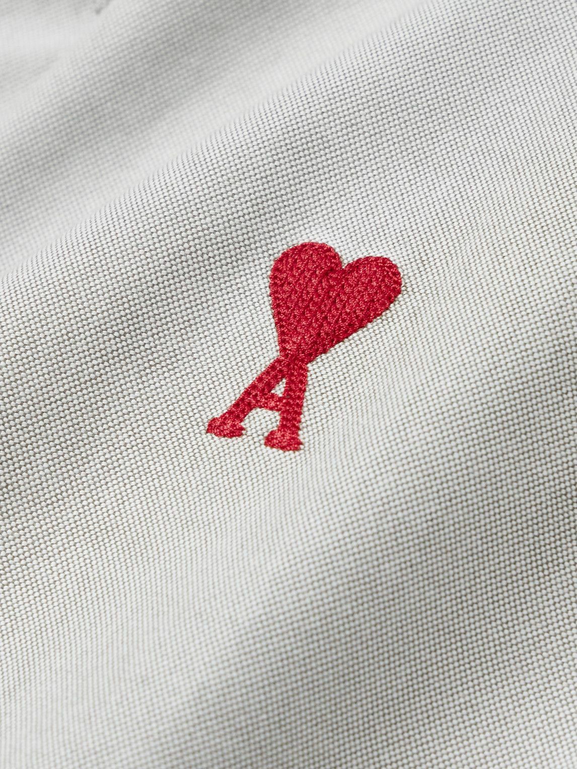 AMI PARIS - Button-Down Collar Logo-Embroidered Cotton Oxford Shirt ...