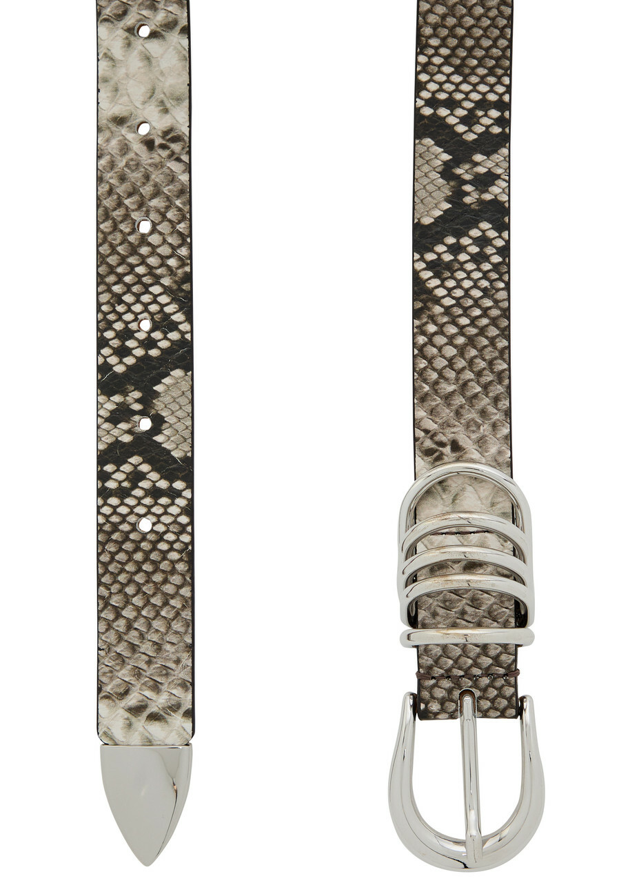 Dehanche Hollyhock Python-effect Leather Belt White Déhanche