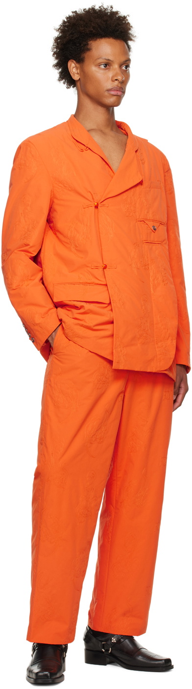 Feng Chen Wang Orange Embroidered Blazer Feng Chen Wang