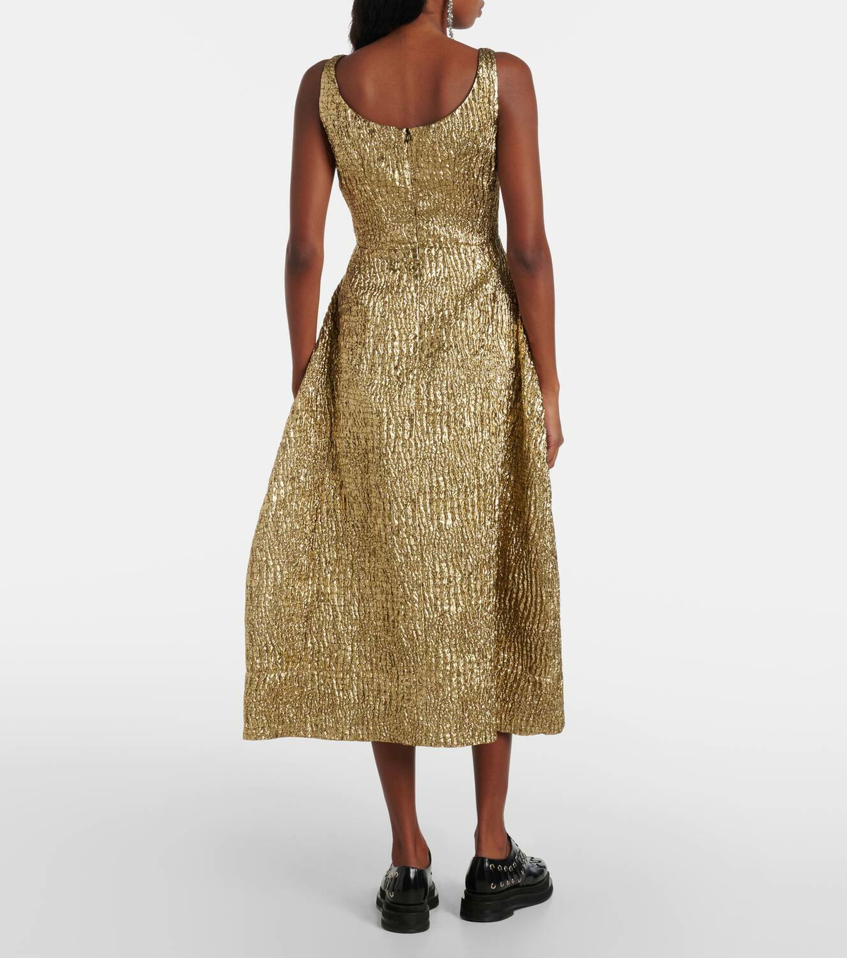 Simone Rocha Embellished metallic-effect cloqué midi dress Simone Rocha