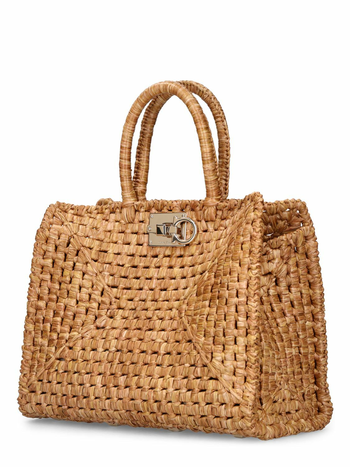 FERRAGAMO - Small The Studio Raffia Effect Bag Salvatore Ferragamo