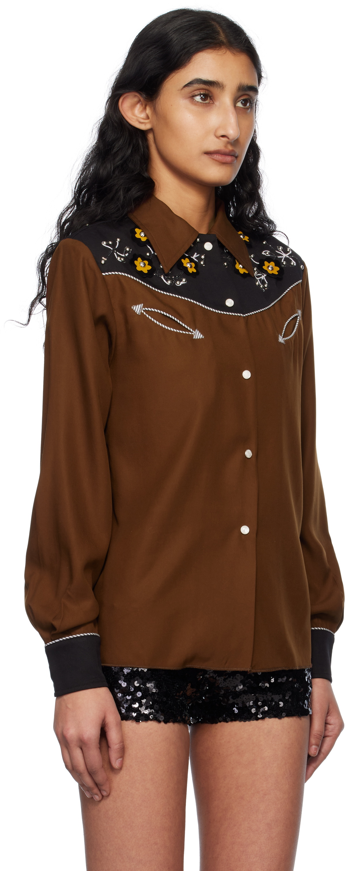 Bode Brown Abilene Western Shirt Bode