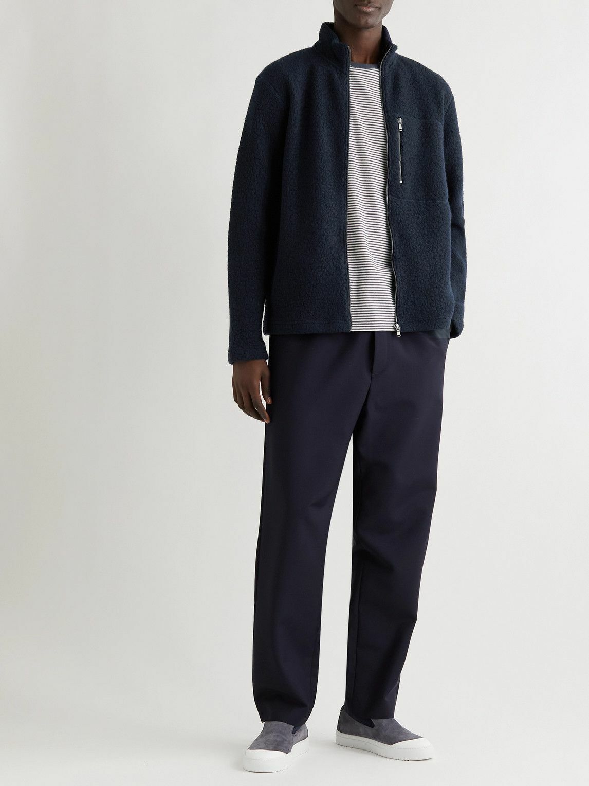 Sunspel - Wool-Blend Fleece Jacket - Blue Sunspel