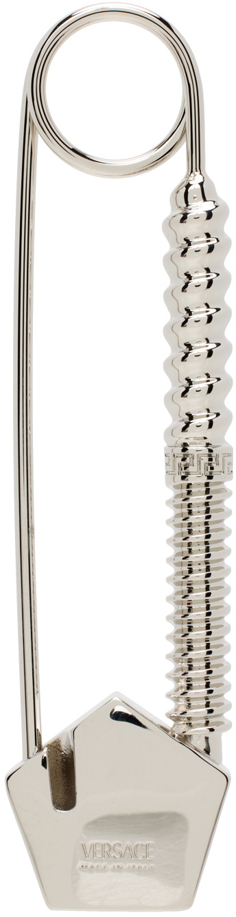 Versace Silver Nuts & Bolts Safety Pin Brooch Versace